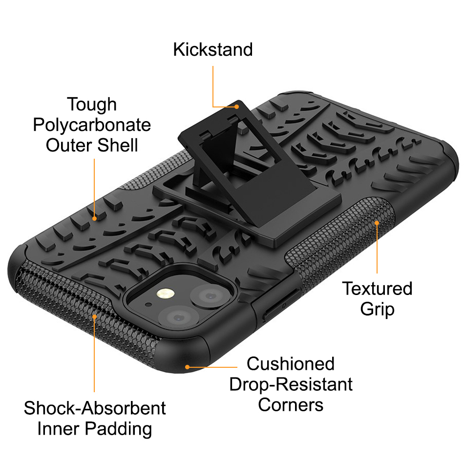 Dual Layer Rugged Tough Case for Apple iPhone 11 (Black)